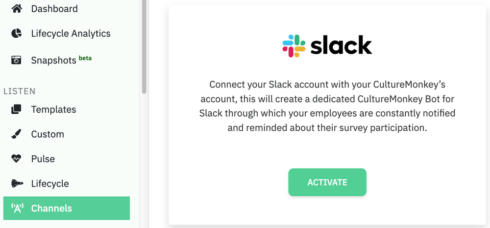 CultureMonkey and Slack integration for seamless survey delivery