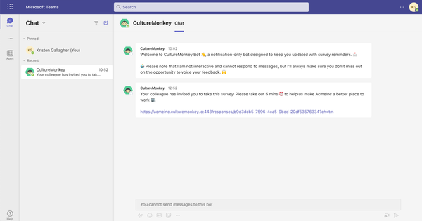 CultureMonkey and Microsoft Teams integration: To remind your employees